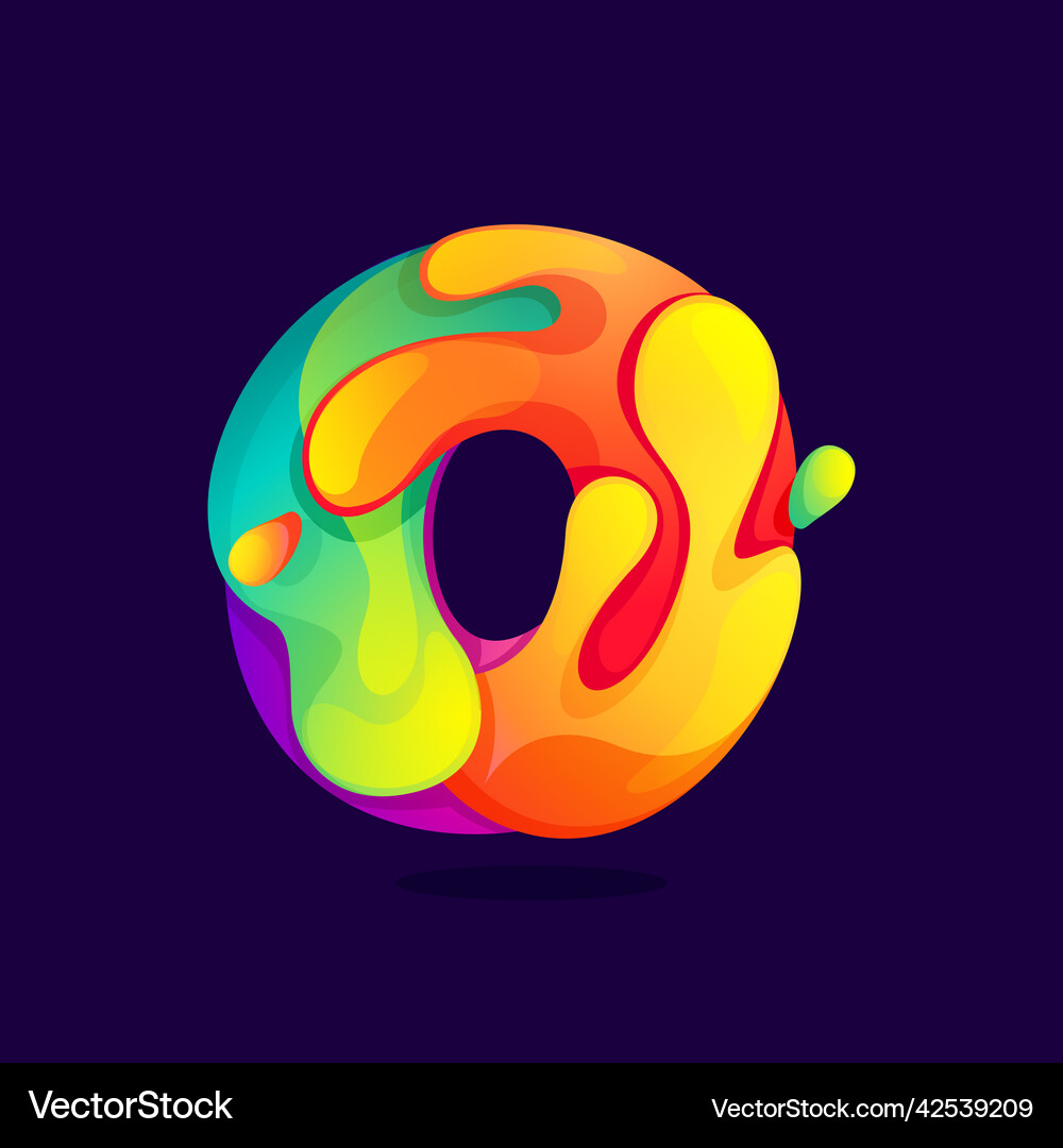 Number zero logo with juice splash waves Vector Image