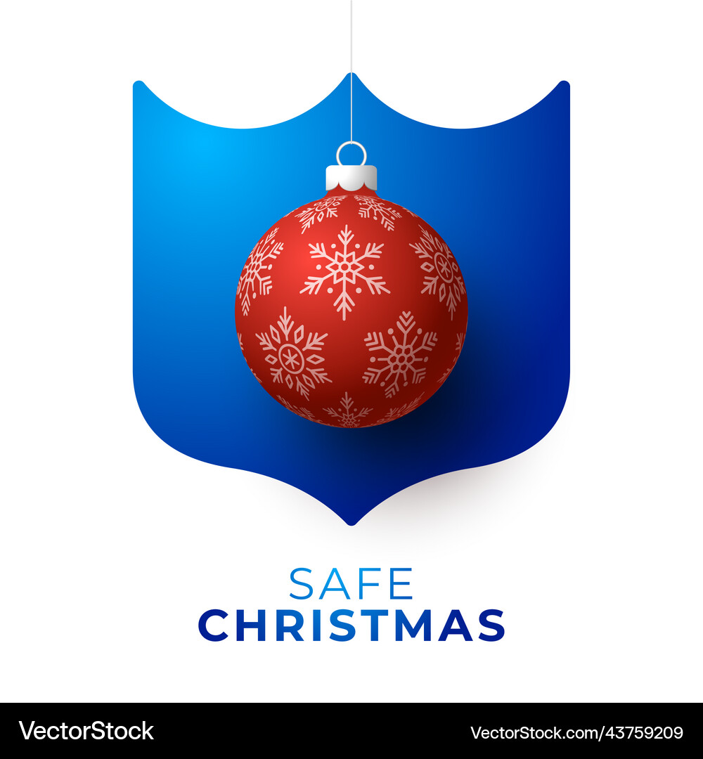 Red christmas ball and blue shield coronavirus Vector Image