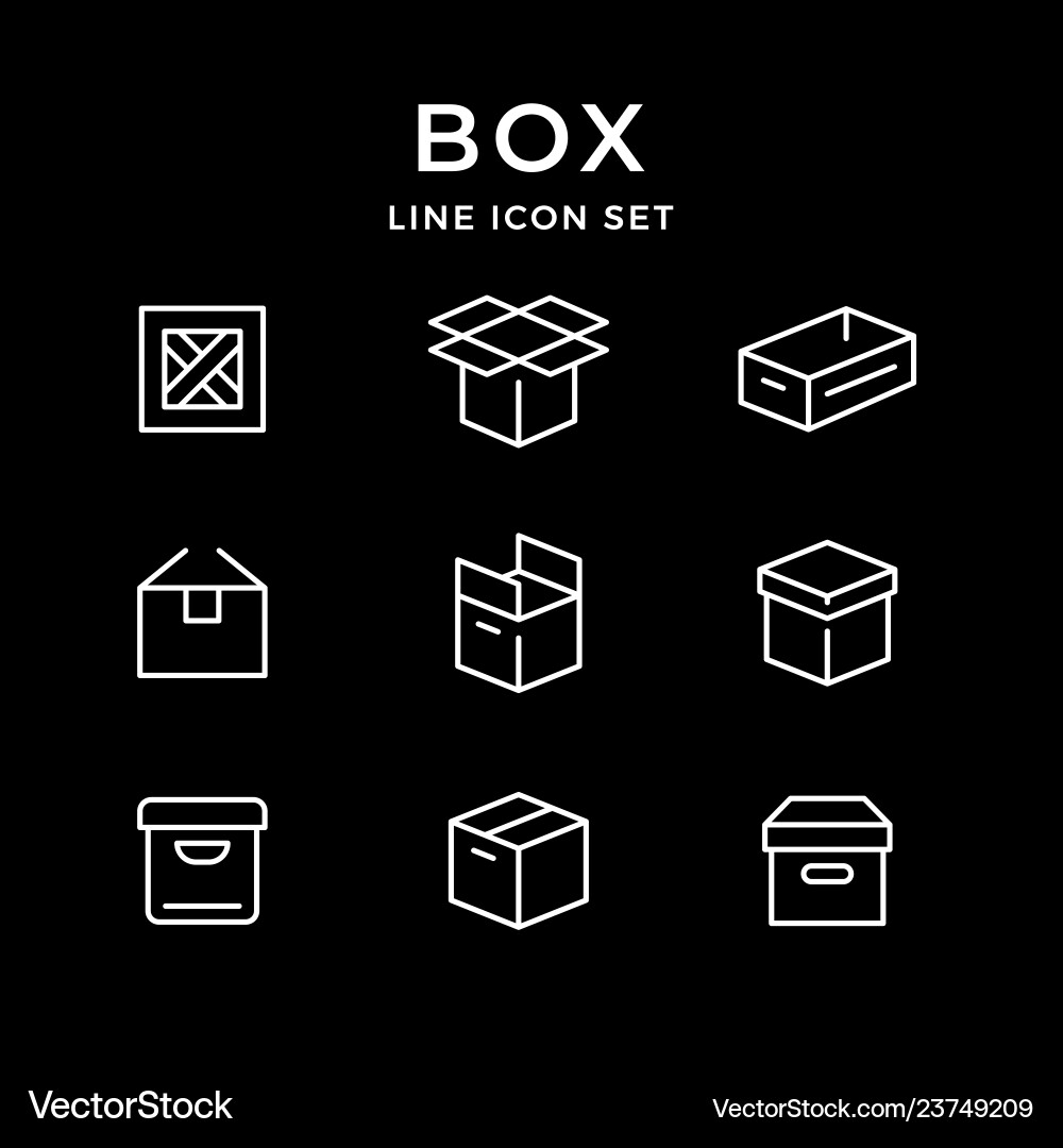 Set line icons of box Royalty Free Vector Image