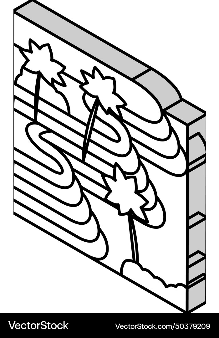 Tegallalang rice terraces isometric icon Vector Image
