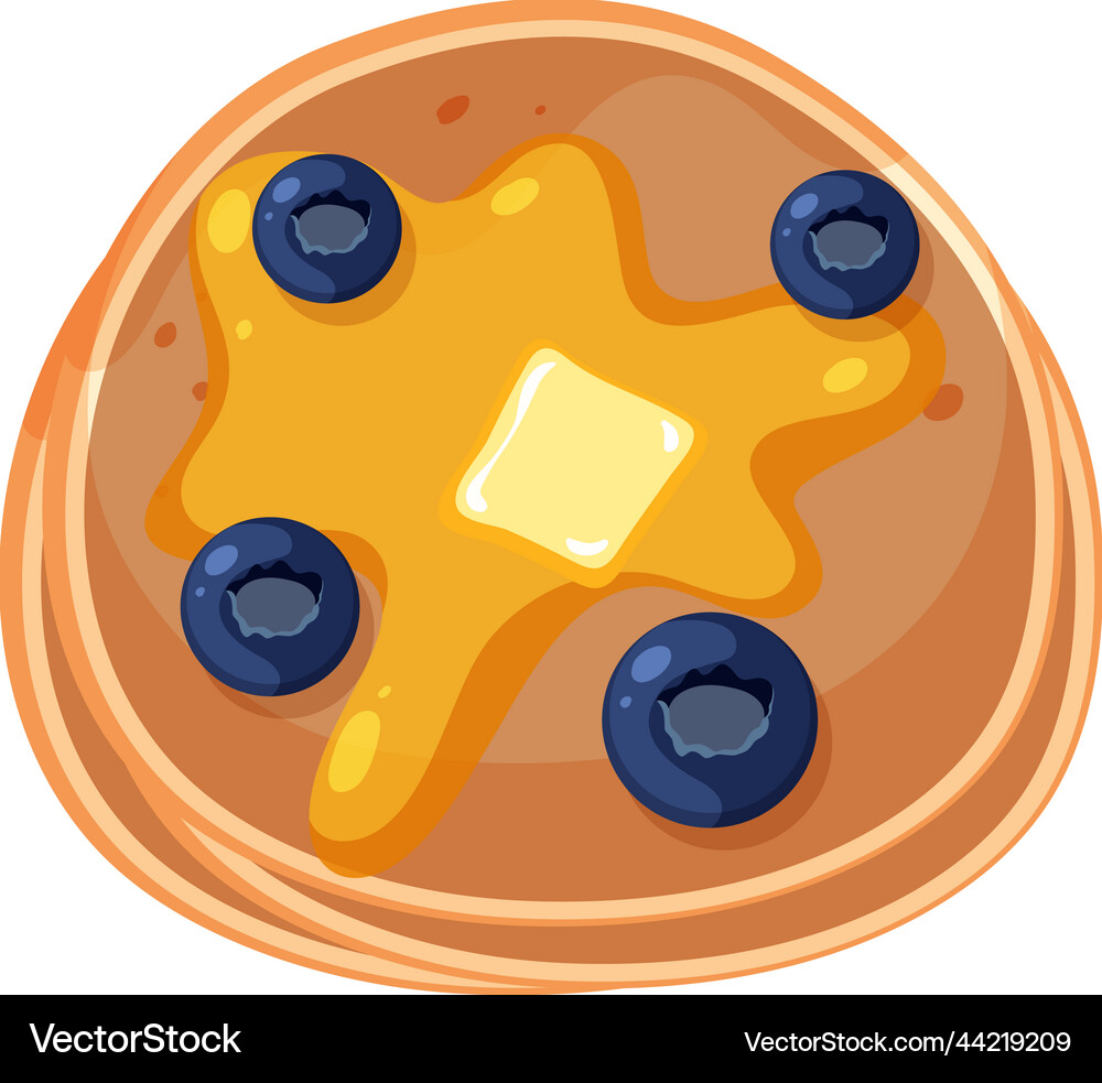 Top view of blueberry pancake Royalty Free Vector Image