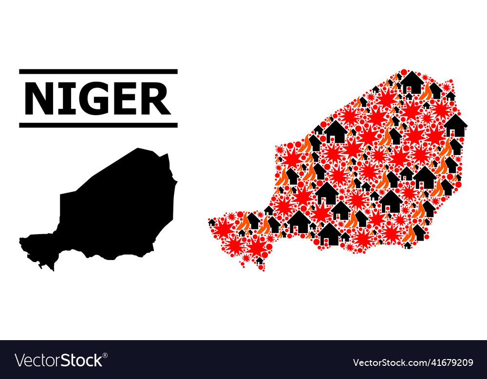 War mosaic map of niger Royalty Free Vector Image War mosaic map of niger Royalty Free Vector Image