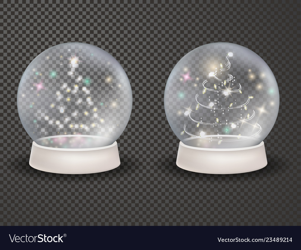 Magic 3d crystal xmas snowglobe template Vector Image