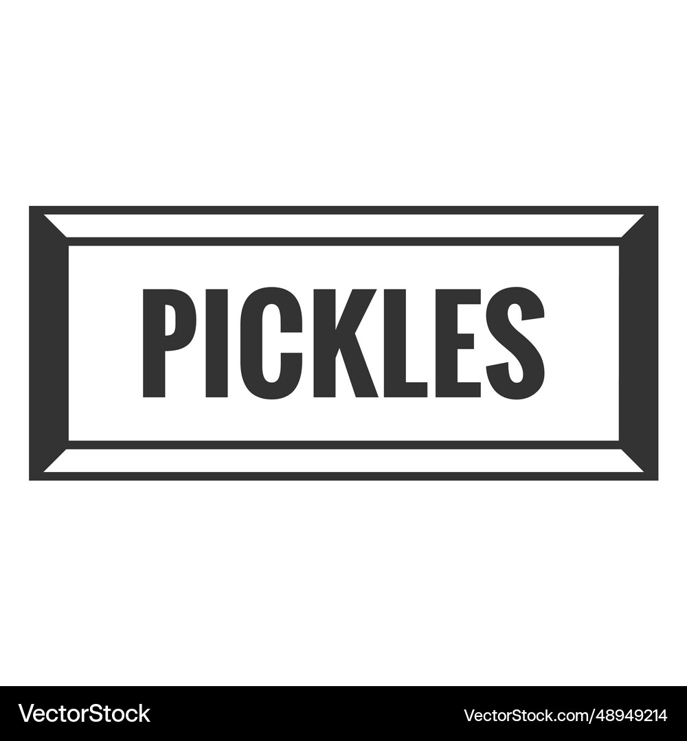 Pickles text filled stroke label Royalty Free Vector Image