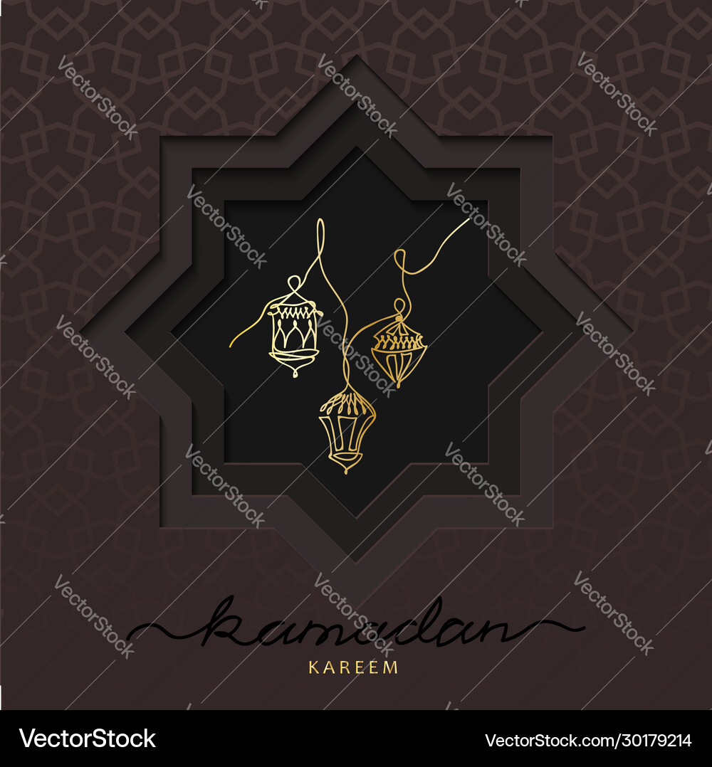 Ramadan square card with lanterns arabic lamps Vector Image
