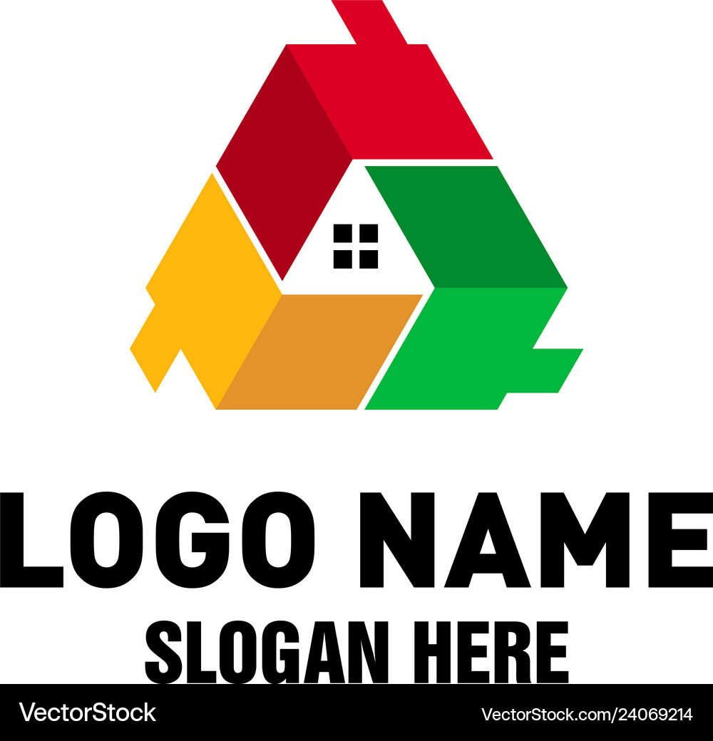 Real estate triple house logo Royalty Free Vector Image