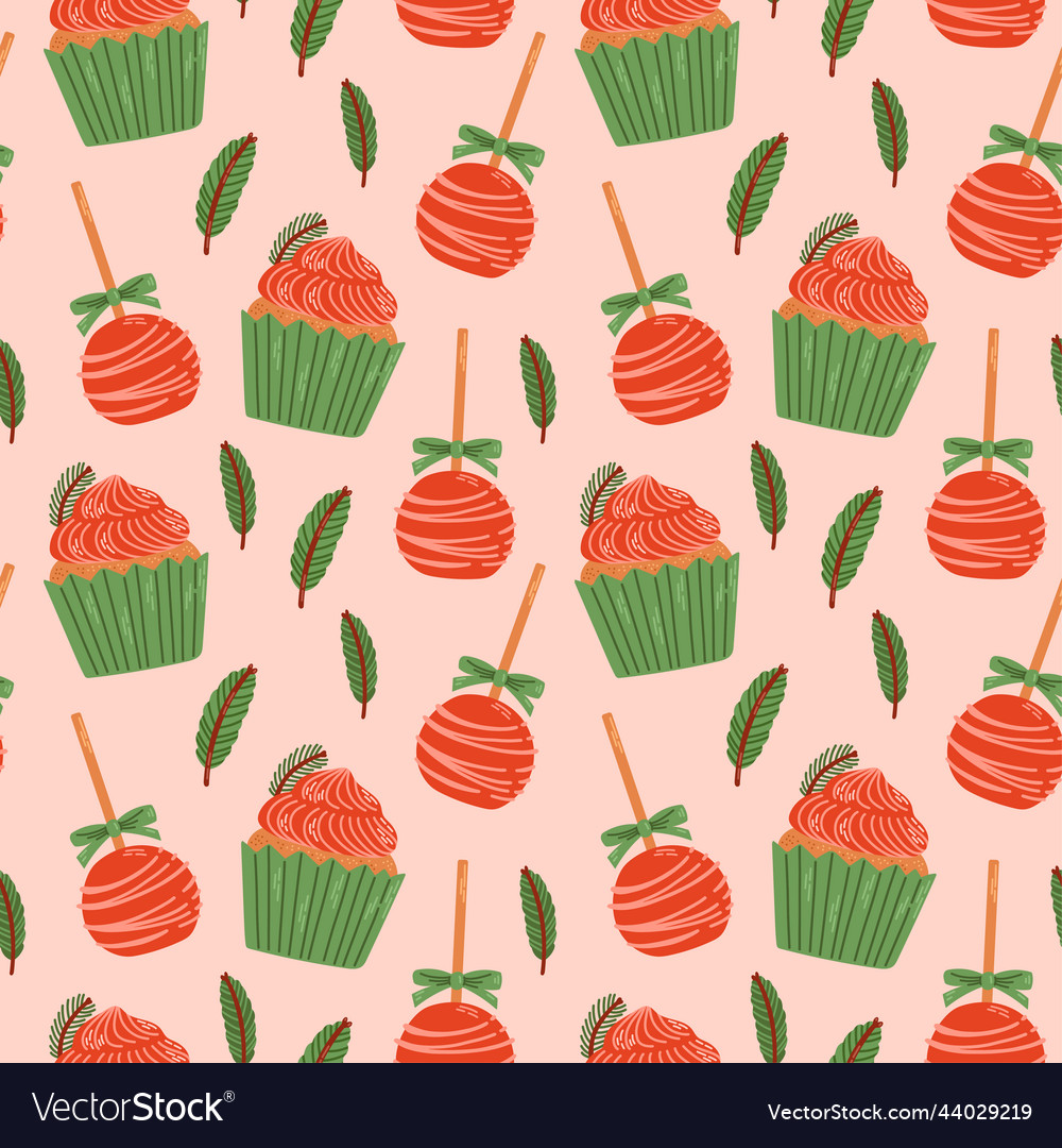 Christmas sweets pattern simple flat design Vector Image