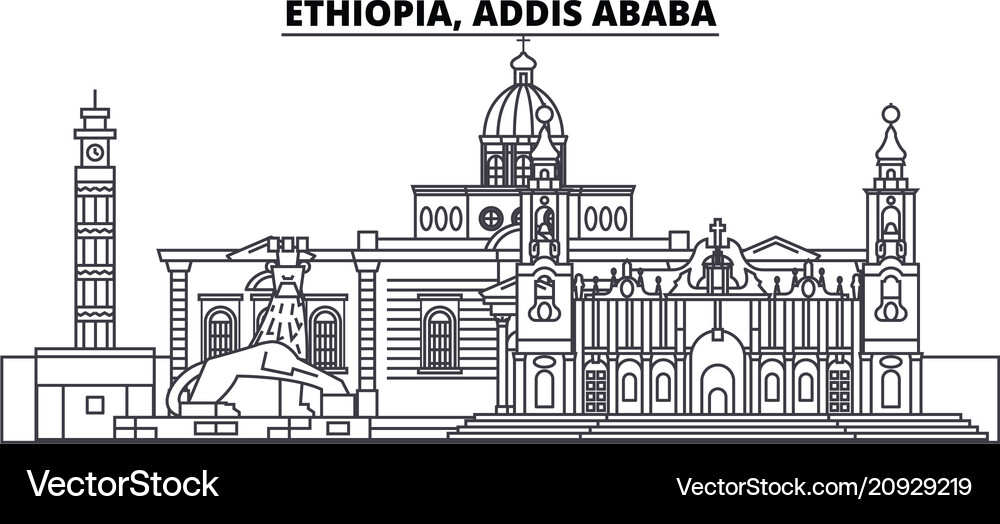 Ethiopia addis ababa line skyline Royalty Free Vector Image