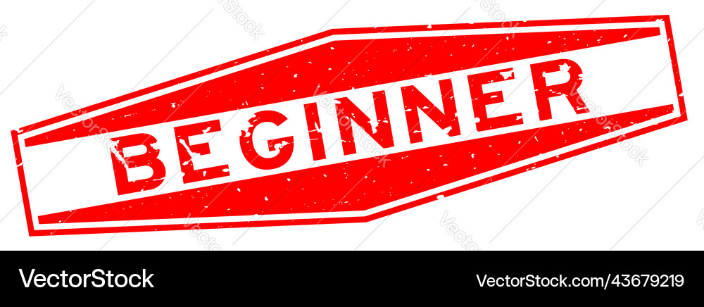 Grunge red beginner word hexagon rubber seal Vector Image