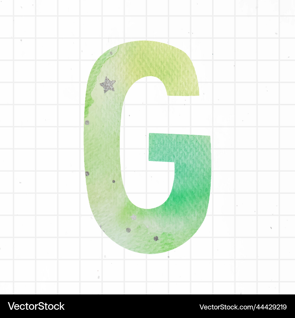 Watercolor g font lettering Royalty Free Vector Image