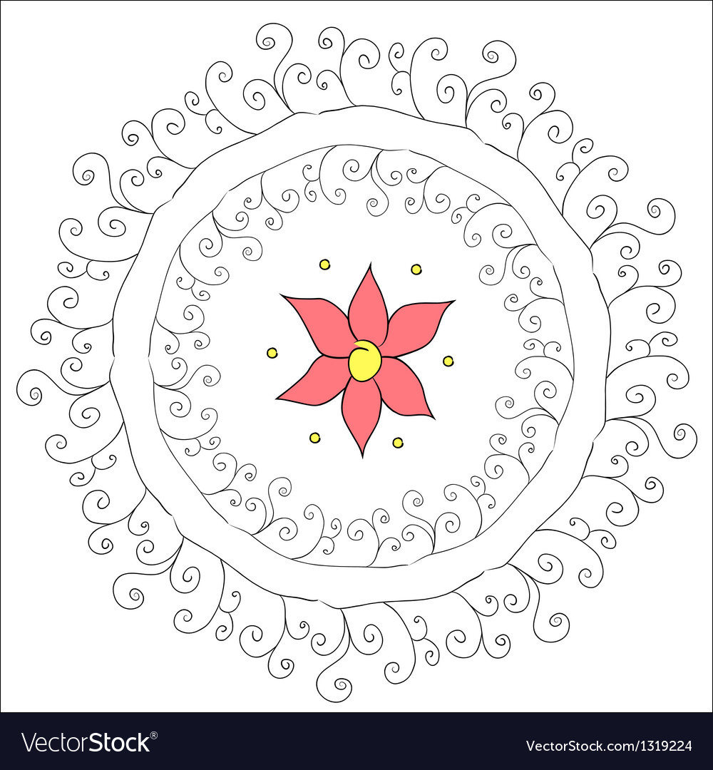 Abstract circular pattern with flower Royalty Free Vector
