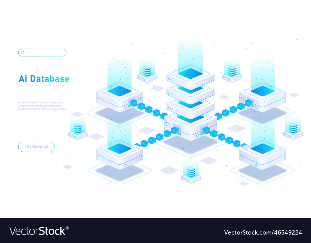 Ai database white banner Royalty Free Vector Image