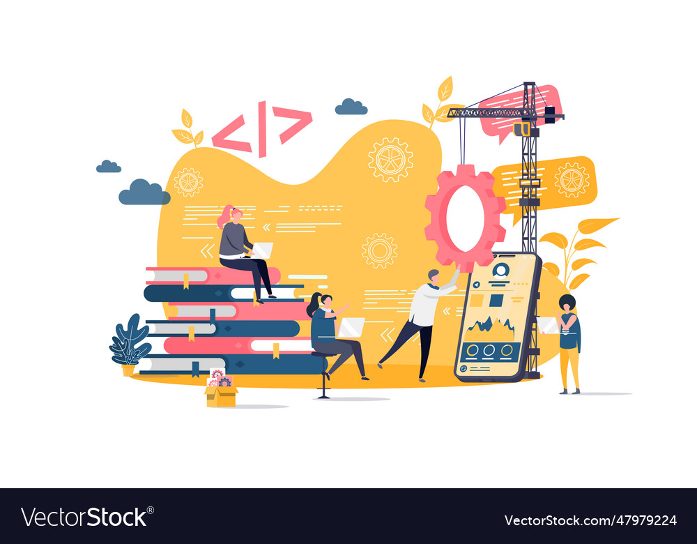 App Development Concept In Flat Style Developers Vector Image