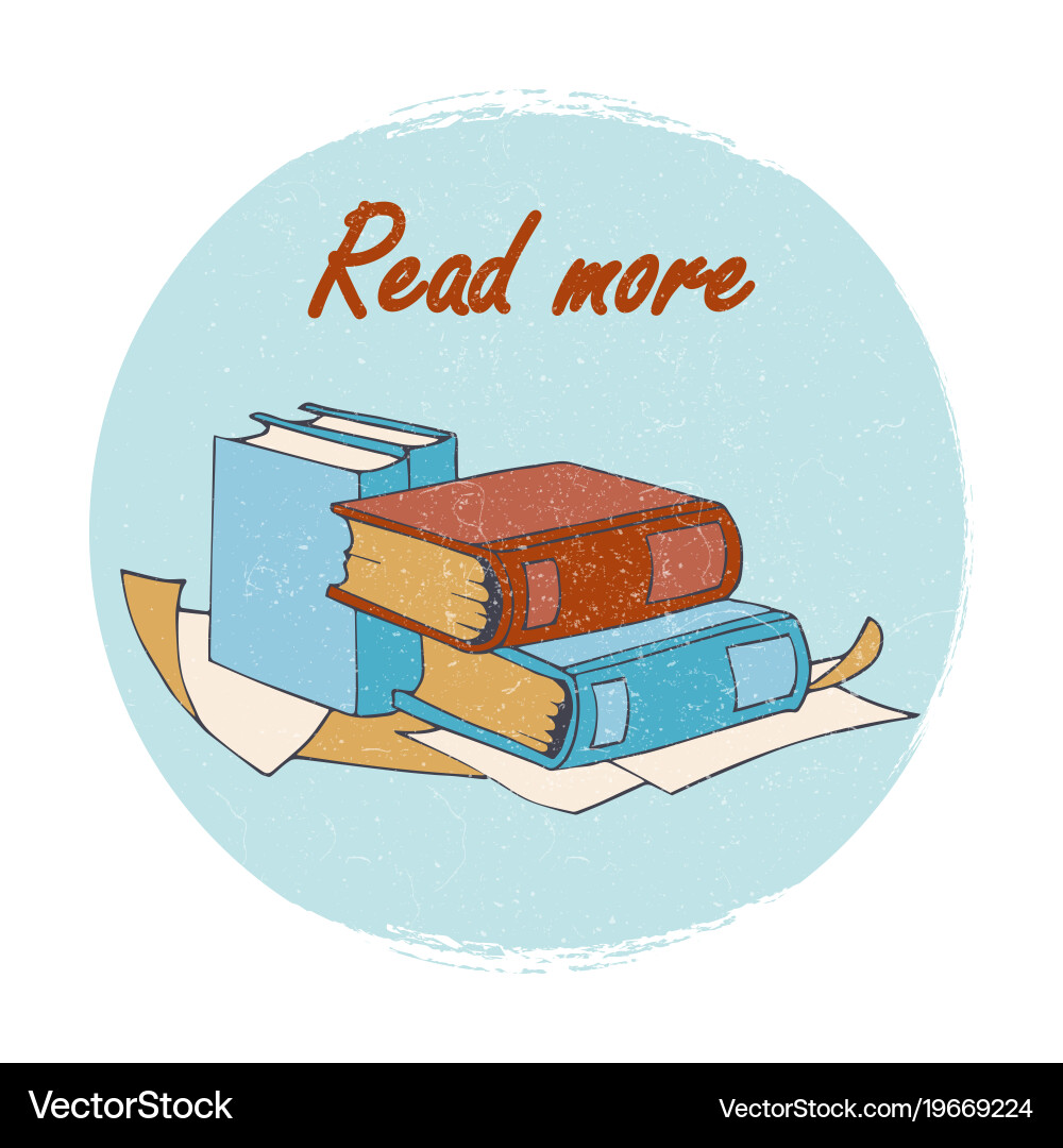 Books store or library emblem - read more banner Vector Image