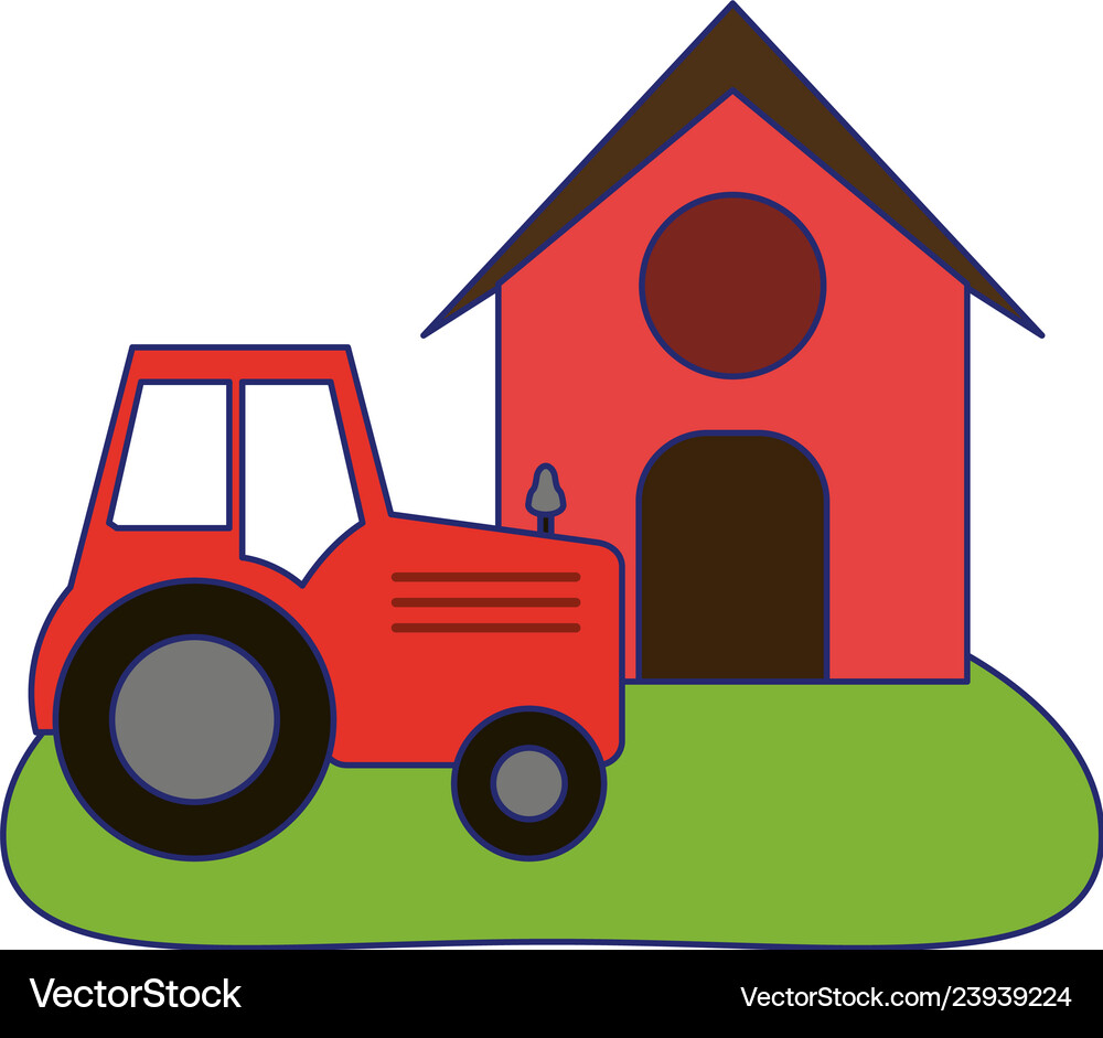 Farm house and tractor Royalty Free Vector Image