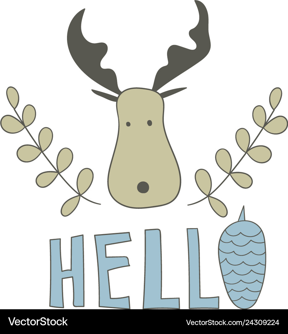 Greeting card with cartoon moose Royalty Free Vector Image