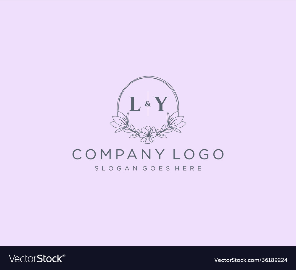 Initial ly letters floral frames unique Royalty Free Vector