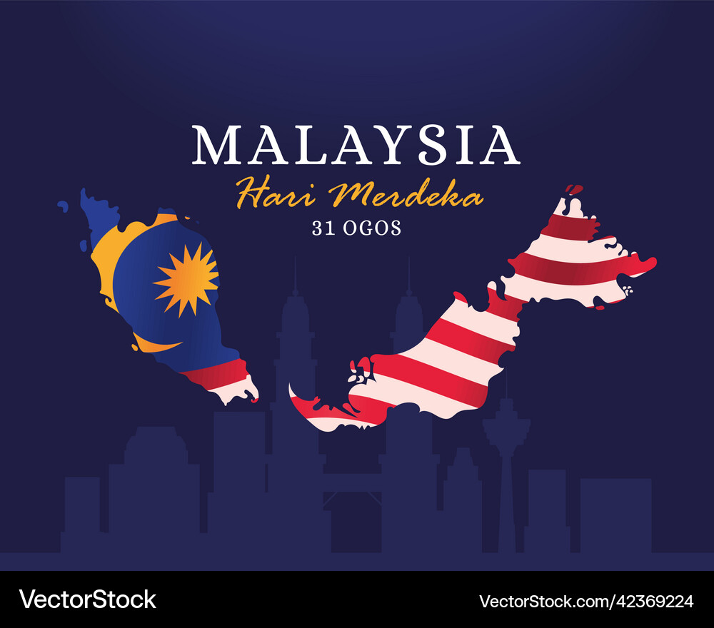 Malaysia day merdeka card Royalty Free Vector Image