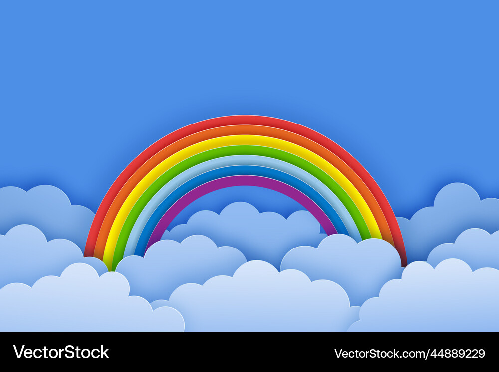 Bright summer background with rainbow clouds Vector Image