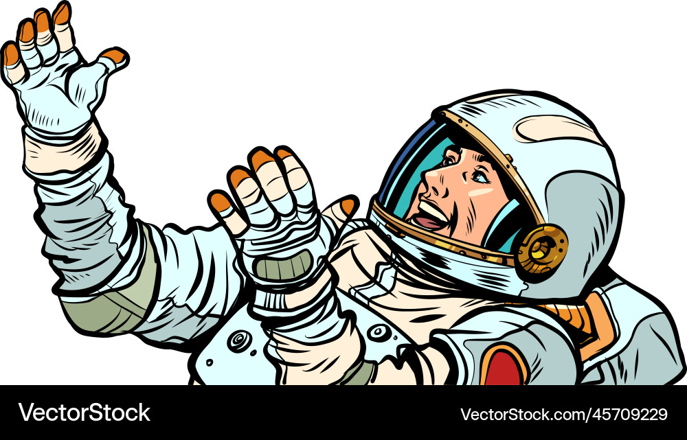 Male astronaut hands raised up science and space Vector Image