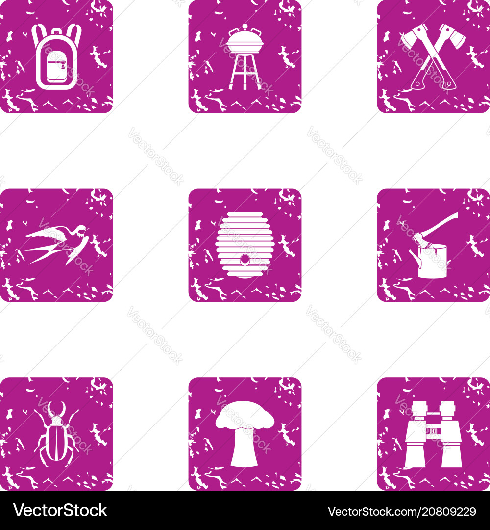 Naturalism icons set grunge style Royalty Free Vector Image