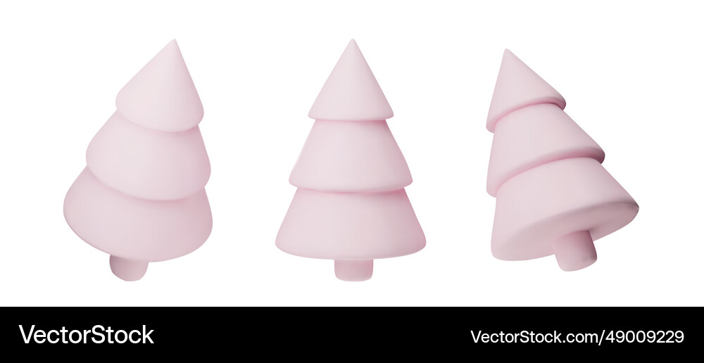 Set of 3d realistic christmas tree with shadow Vector Image