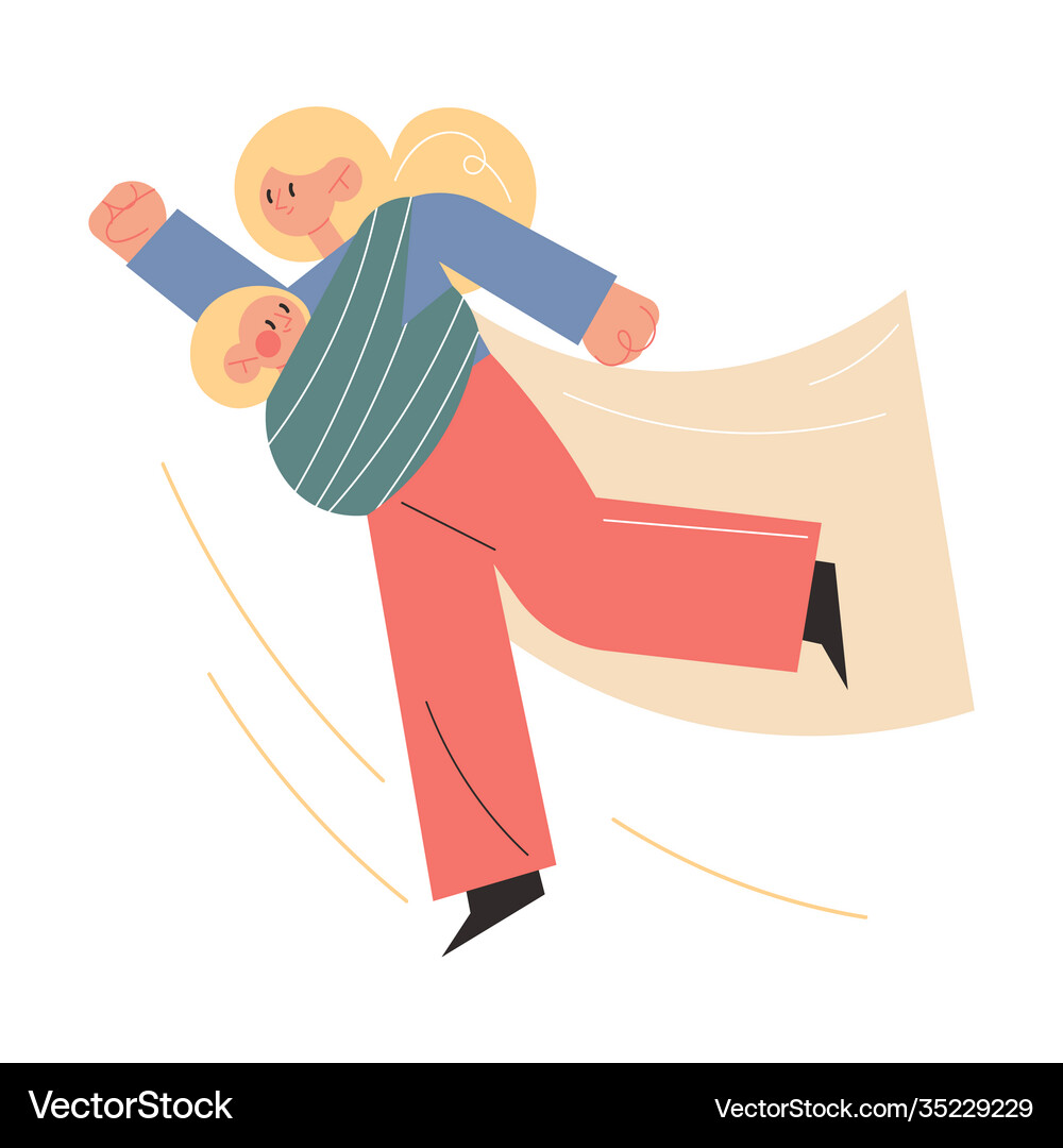 Smiling active young mother running and hurrying Vector Image