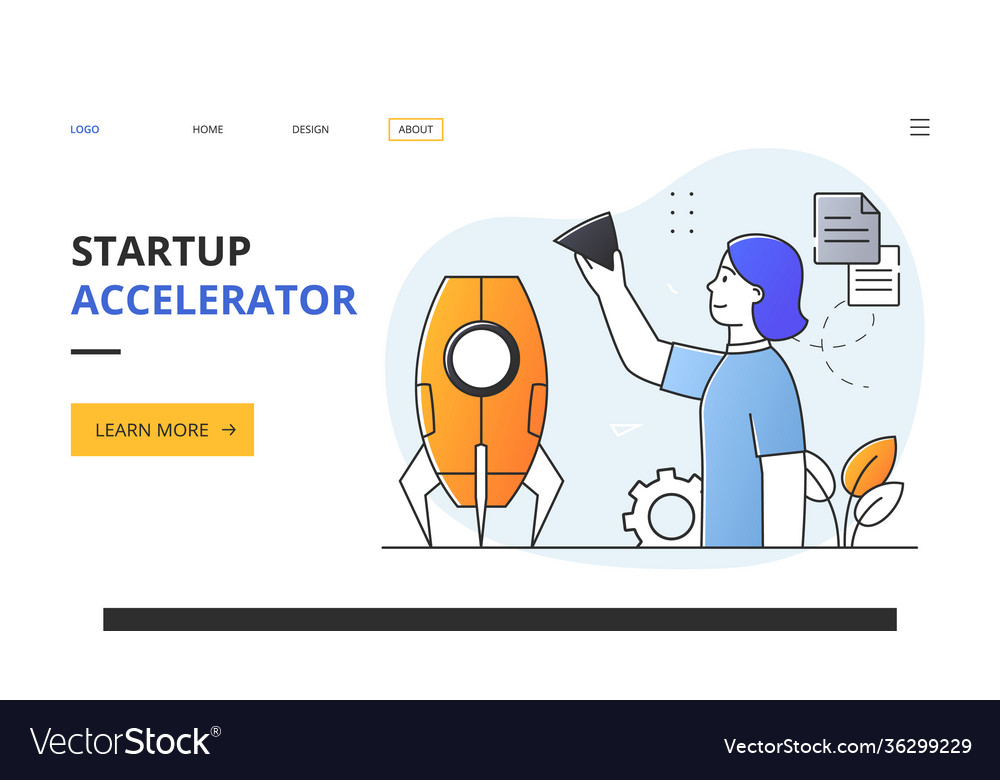 Startup accelerator concept with young woman Vector Image