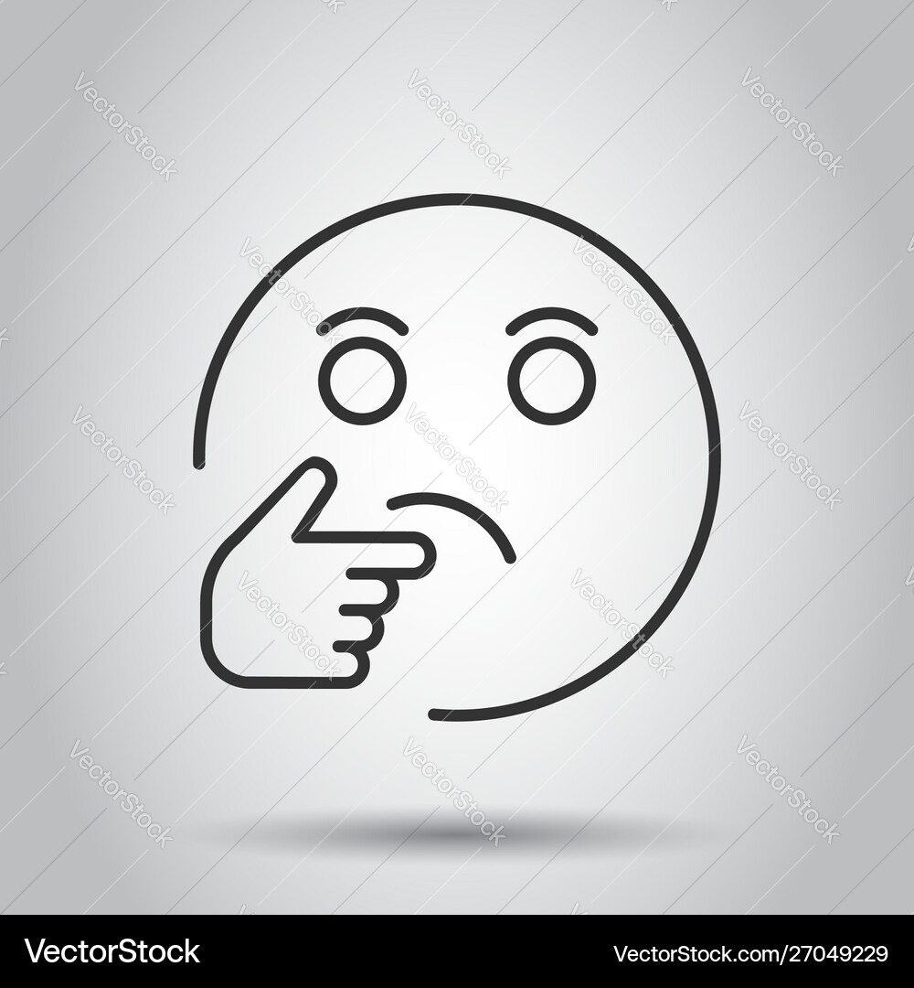 Thinking Face Icon - Flat Style Royalty Free Vector Image