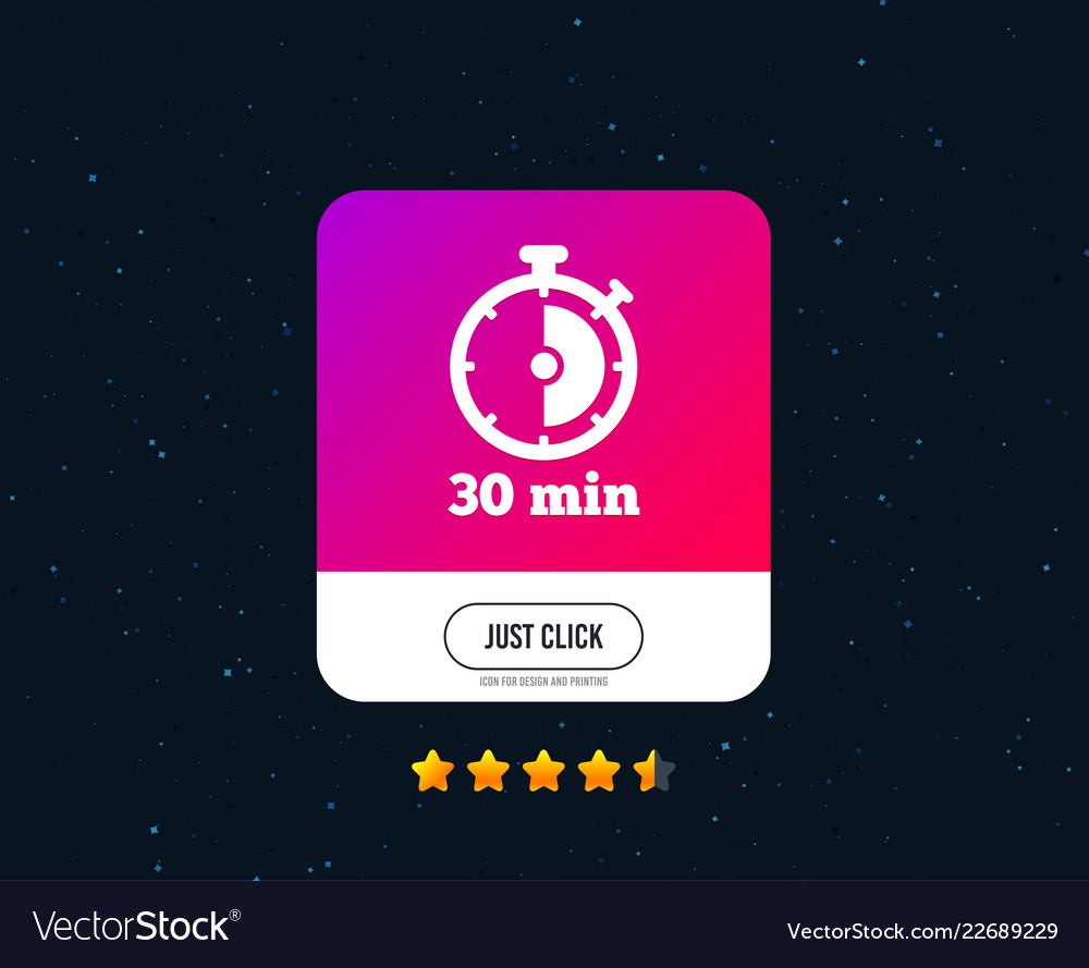 Timer sign icon 30 minutes stopwatch symbol Vector Image Timer sign icon 30 minutes stopwatch symbol Vector Image