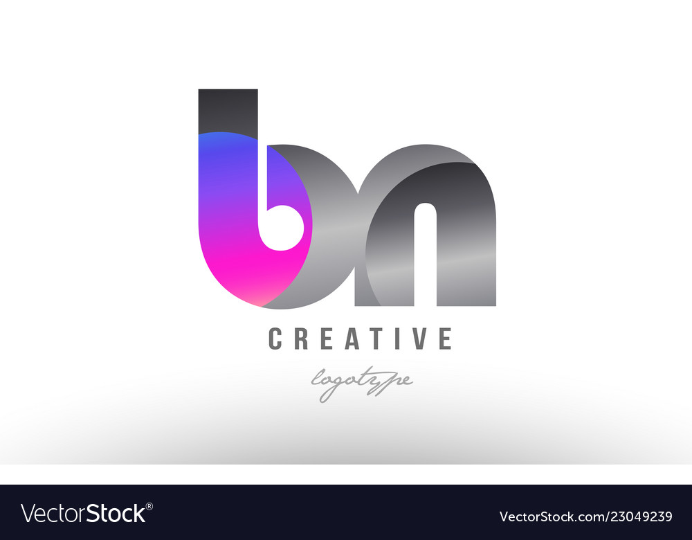 Bn b n silver grey metal metallic gradient Vector Image