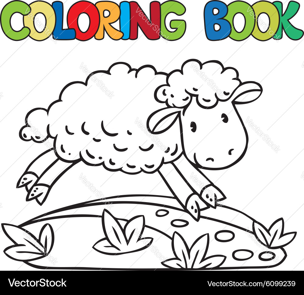 Coloring book little funny sheep Royalty Free Vector Image