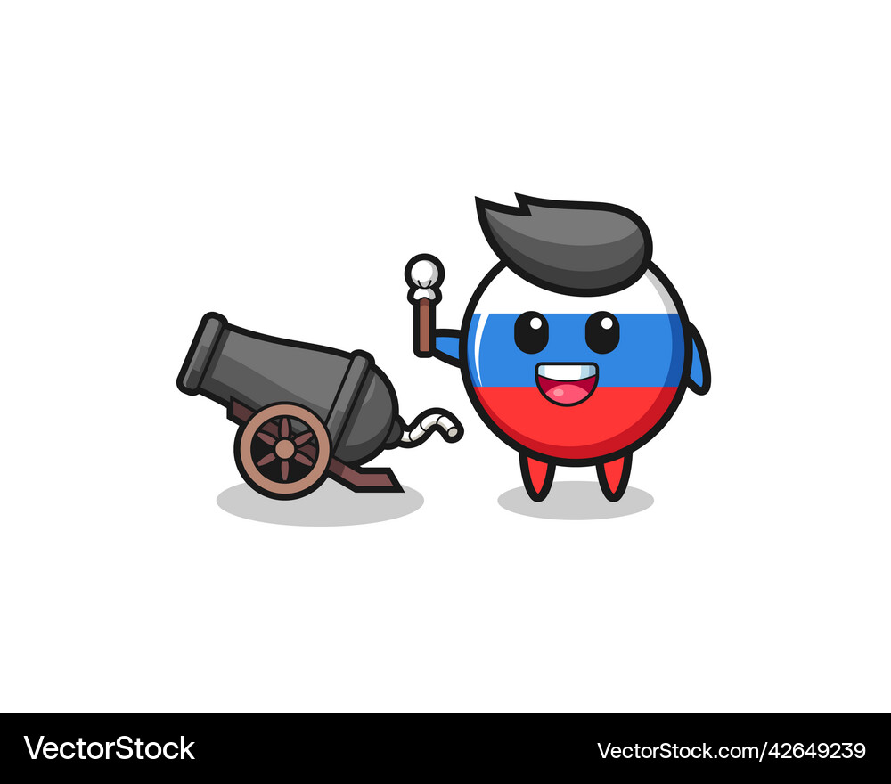 Cute russia flag shoot using cannon Royalty Free Vector