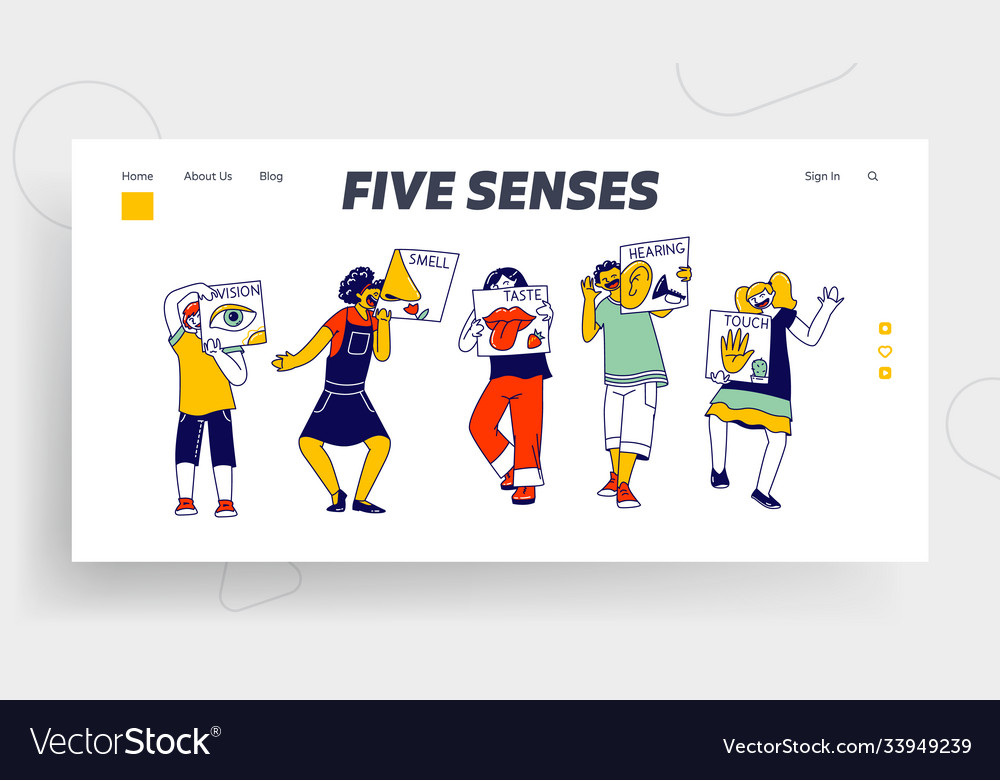 Five senses human perception landing page Vector Image Five senses human perception landing page Vector Image