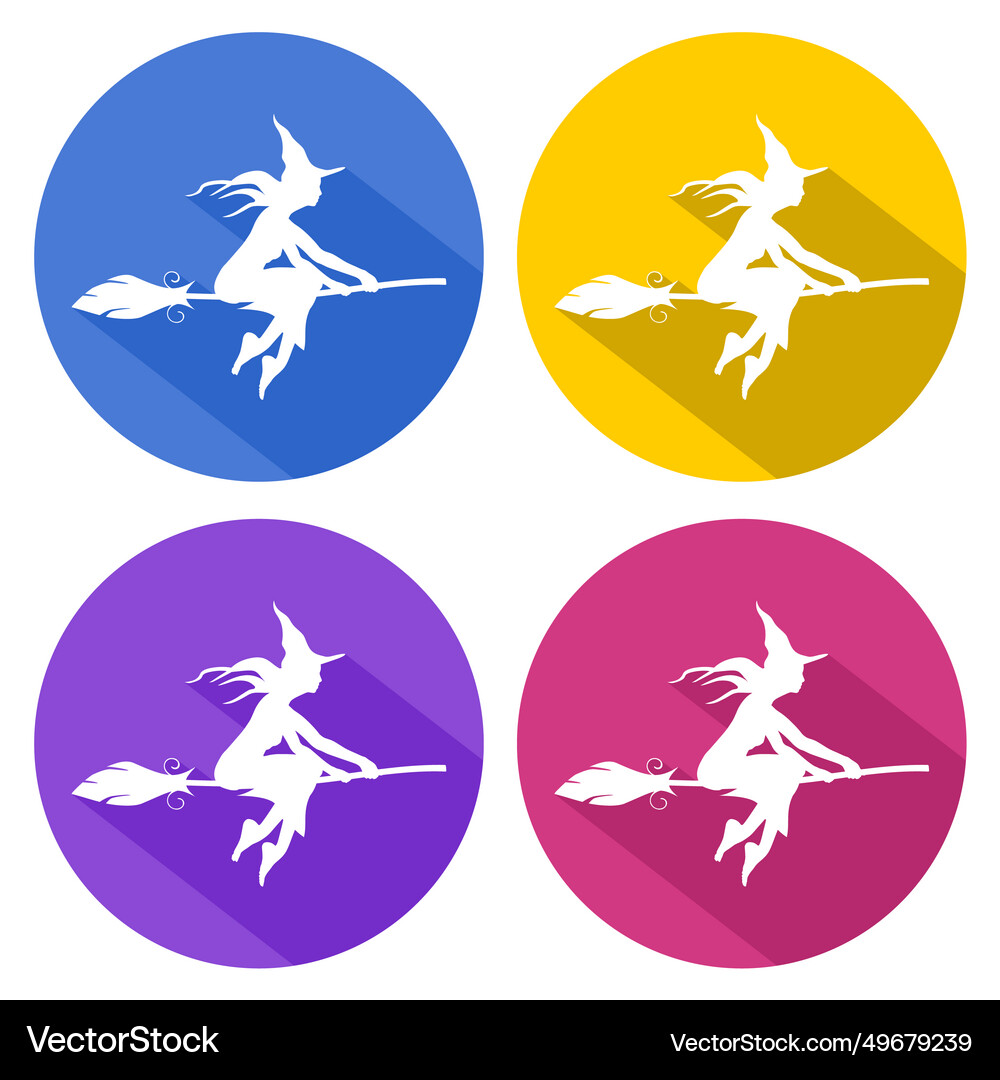 Flying young witch icon Royalty Free Vector Image