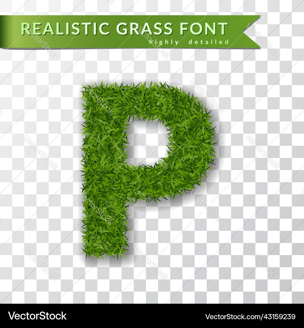 Grass letter p alphabet 3d design capital Vector Image