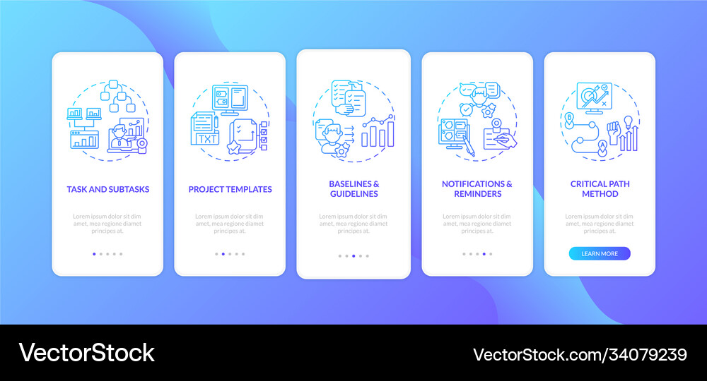 Remote work tool structure onboarding mobile app Vector Image