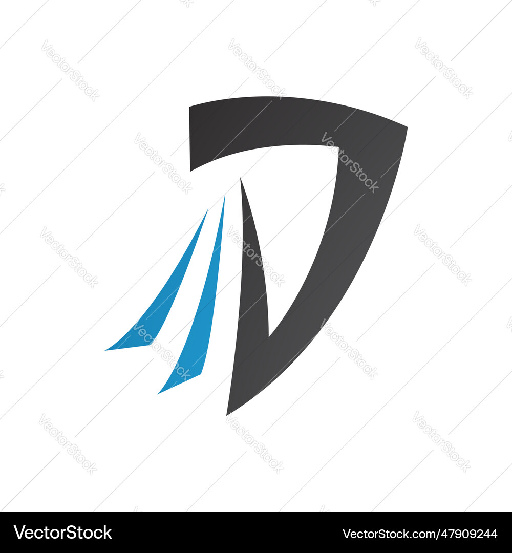 Black and blue letter d icon with tails Royalty Free Vector
