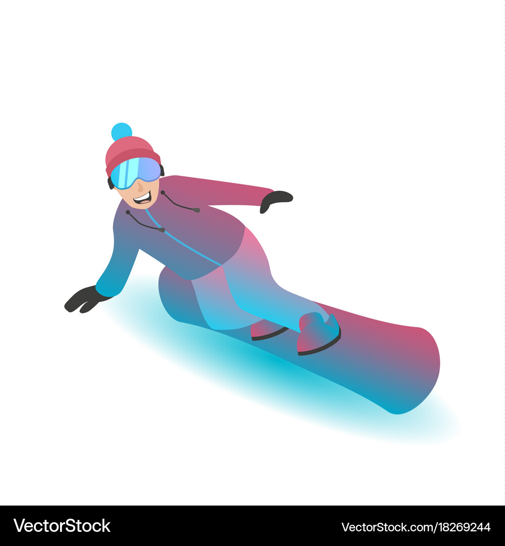 Male character standing on a snowboard Royalty Free Vector