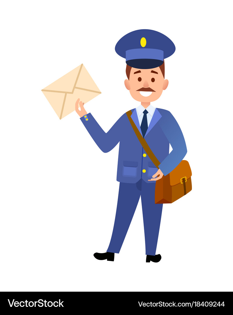 Smiling Postman Delivering Letter Royalty Free Vector Image