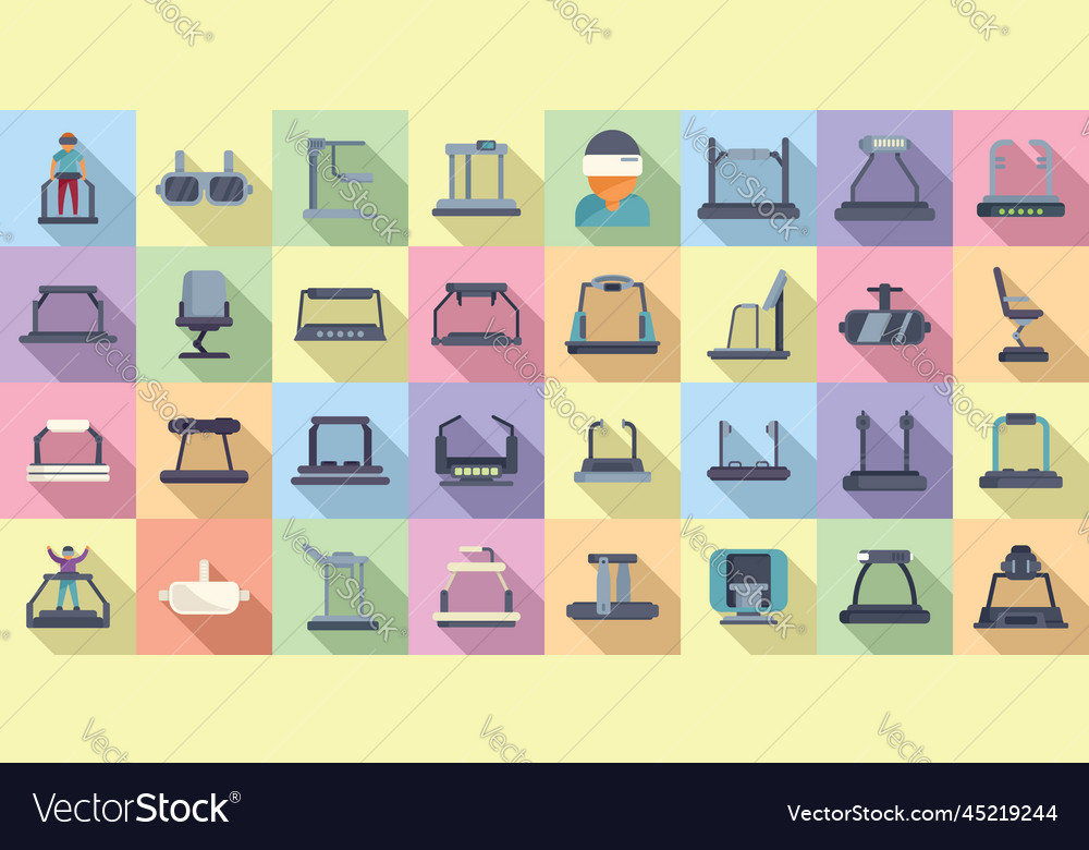 Vr platform icons set flat augmented Royalty Free Vector