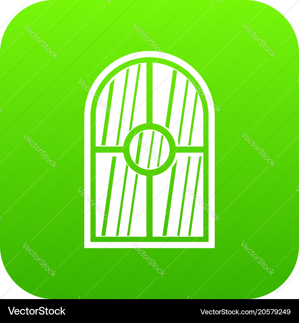 Arched window icon digital green Royalty Free Vector Image