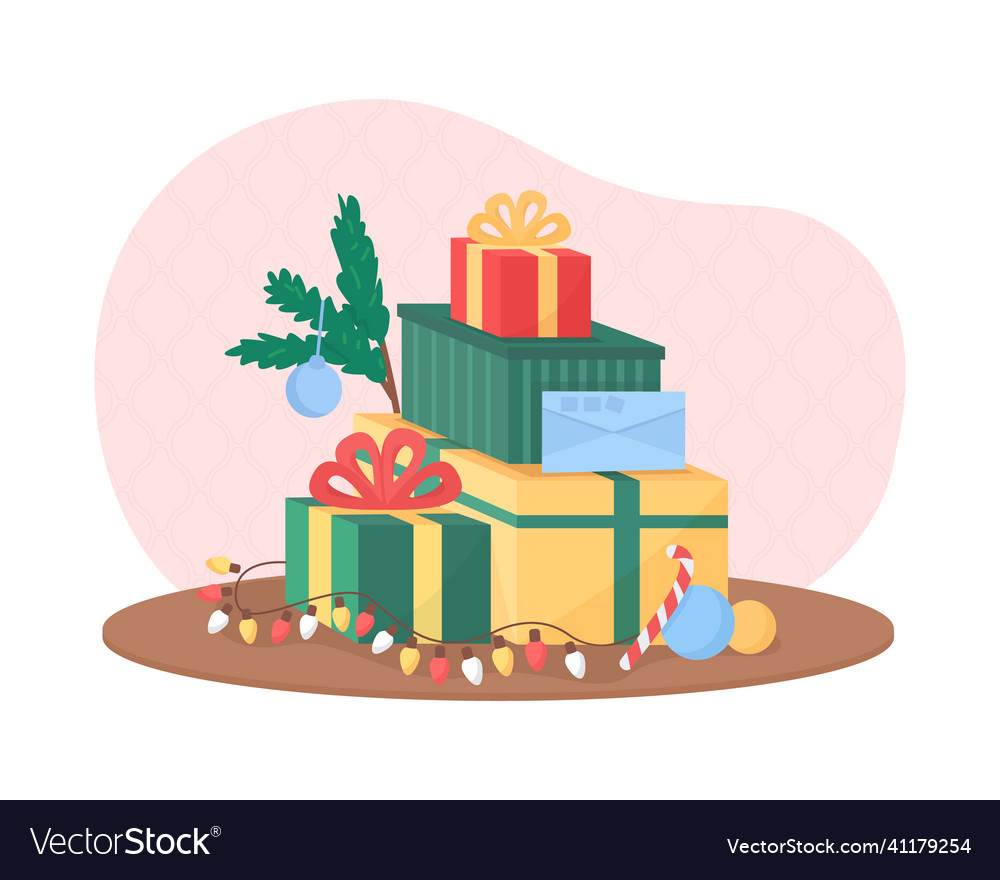 Christmas presents 2d isolated Royalty Free Vector Image