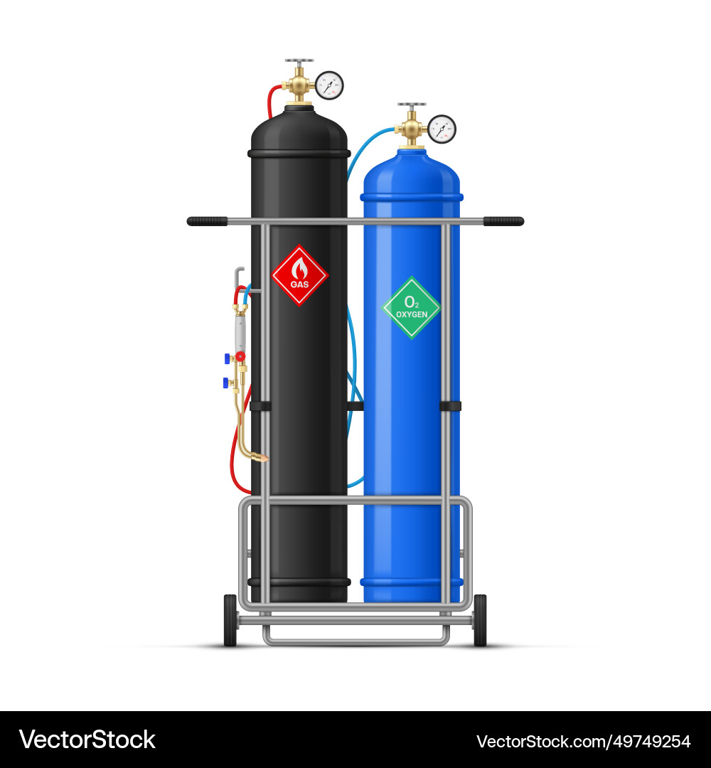 Oxy acetylene cutting gear torch welding gas Vector Image