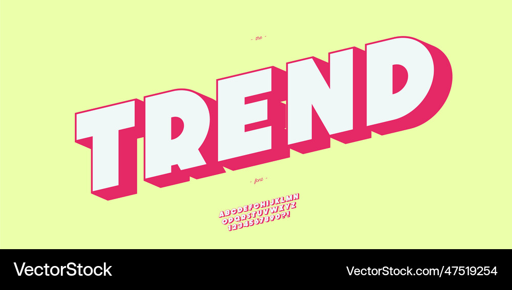Trend font 3d bold style Royalty Free Vector Image