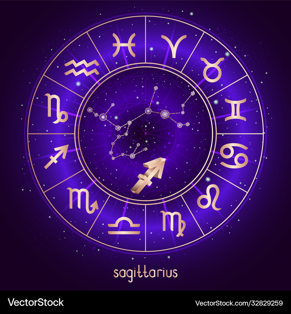 Zodiac sign and constellation sagittarius Vector Image