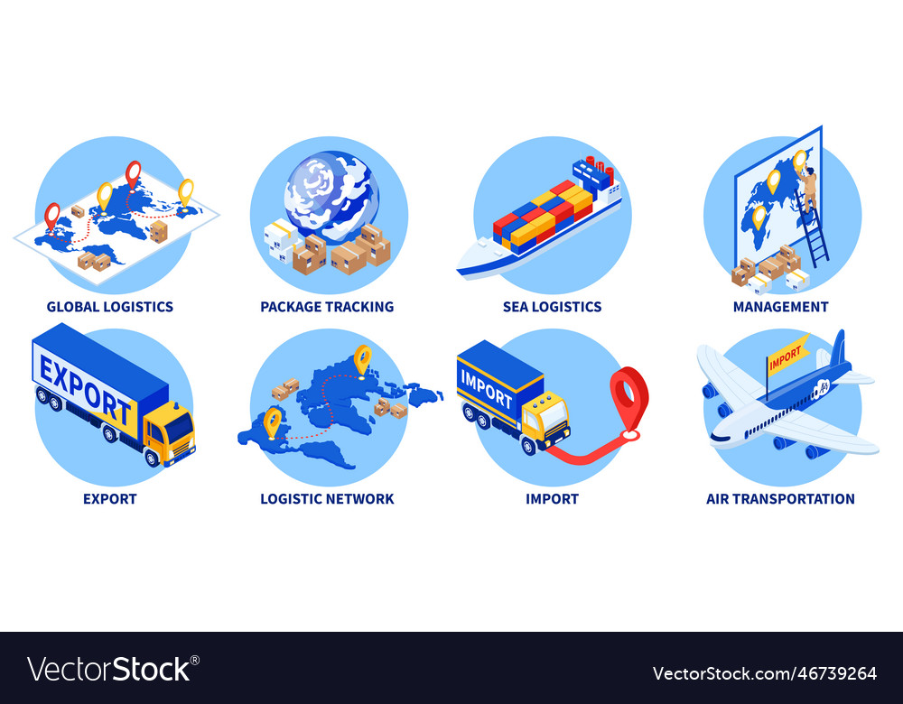 Export import round compositions Royalty Free Vector Image