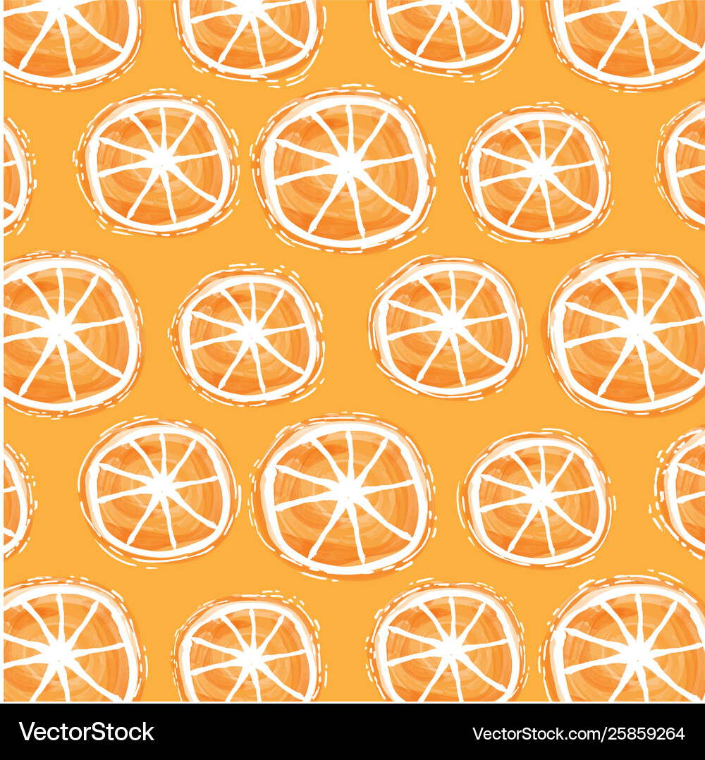 Watercolor summer background with orange slices Vector Image