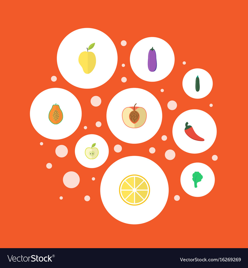 Flat icons lime salad jonagold and other Vector Image Flat icons lime salad jonagold and other Vector Image