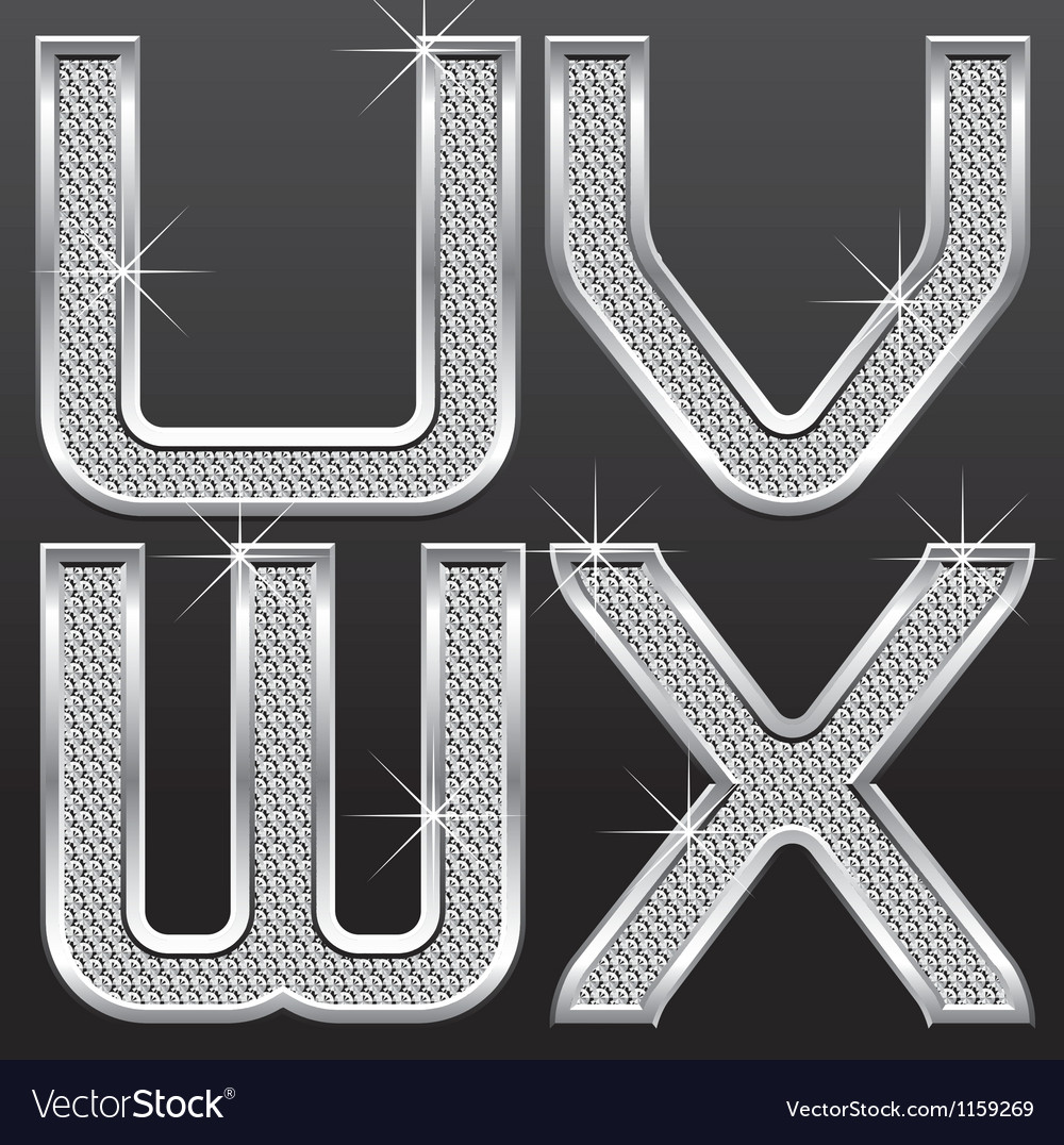 Metal diamond letters and numbers 06 Royalty Free Vector